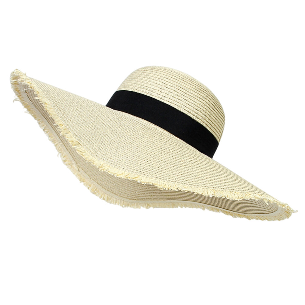 Женская соломенная шляпа бохо с широкими полями, пляжная рваная шляпа для весны и лета на открытом в