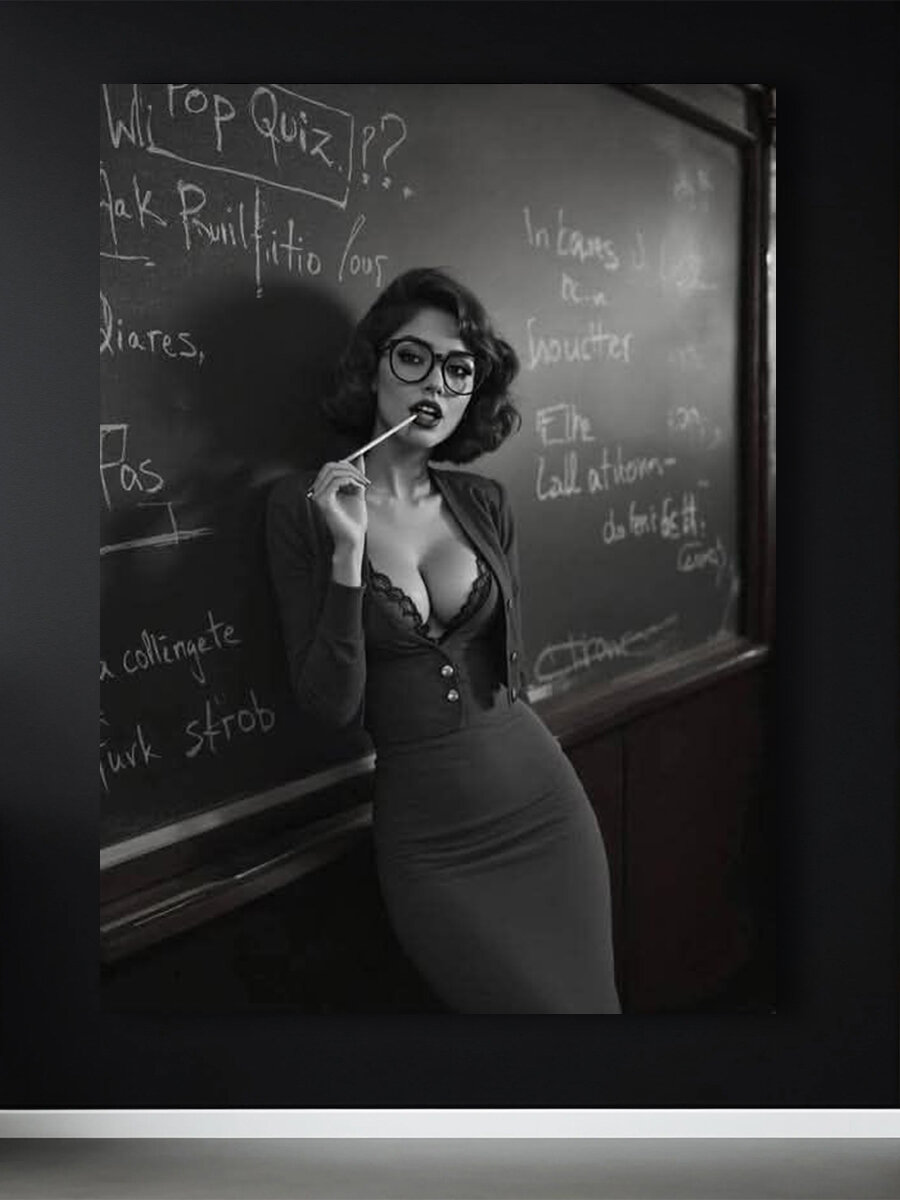 Картина на стену - "Голые девушки в черно-белых тонах, эротика" , 50х70 см.