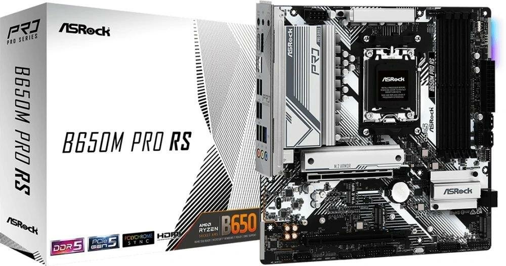 Материнская плата Asrock B650M PRO RS SocketAM5 AMD B650 4xDDR5 mATX AC`97 8ch(7.1) 2.5Gg RAID+HDMI+DP