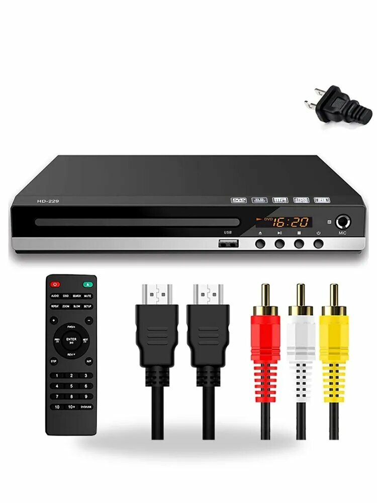 DVD-плеер SVCD DVD-228 с USB, 1080P, поддержка караоке, компактный