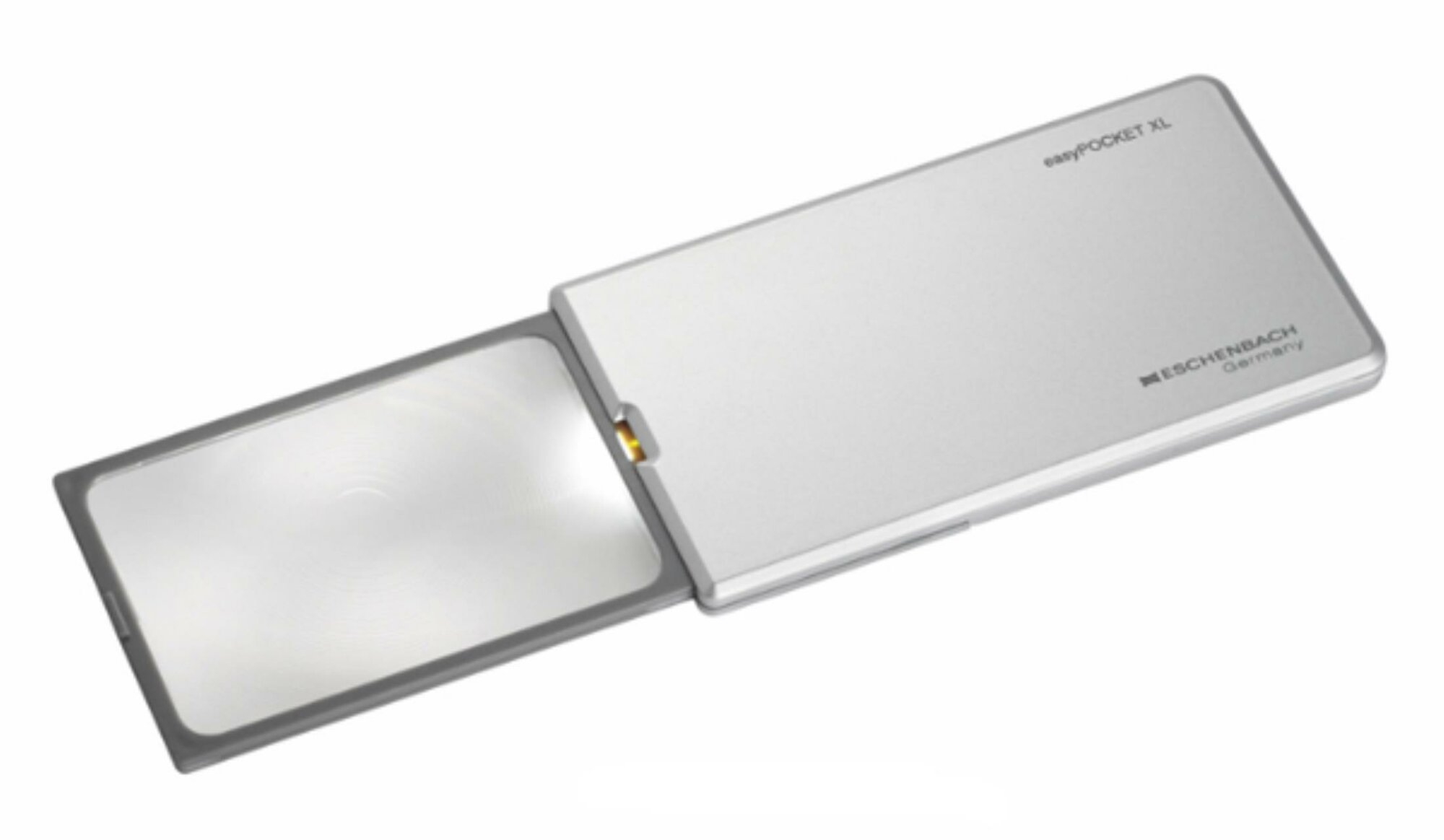 Лупа выдвижная асферическая Eschenbach EasyPocket XL 2,5x, 78x50 мм, с подсветкой, серебристая