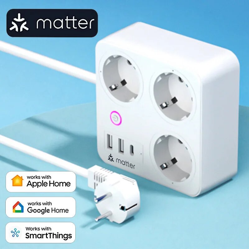 LELKKI Matter умная розетка с таймером 16A 220V