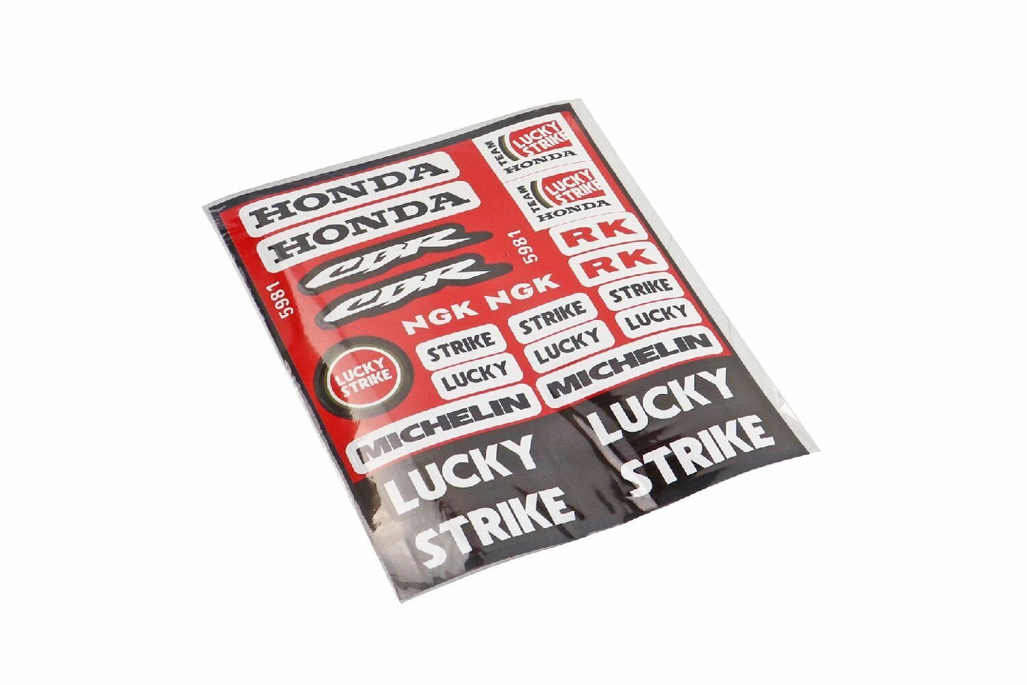 Наклейки: HONDA, CBR, NGK, MICHELIN, TEAM HONDA LUCKY STRIKE, LUCKY STRIKE(18х22)