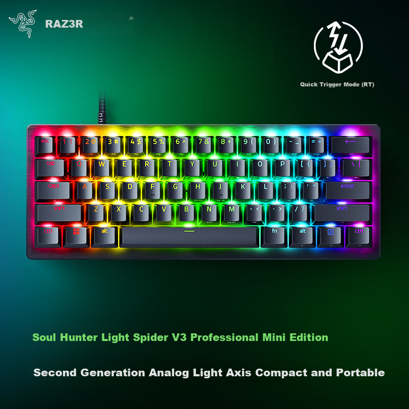 Razer Huntsman Mini V3 Professional Mini Analog Optical Switch Mechanical Keyboard Wired Gaming Keyboard 61 Keys RGB Backlit Black