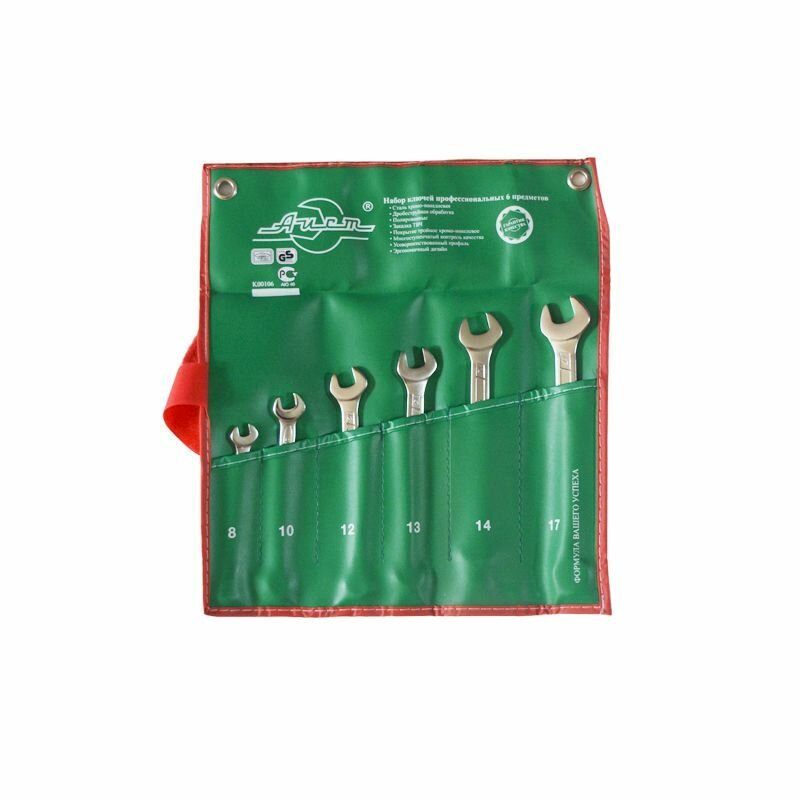 Набор гаечных ключей комбинированных 8-17мм 6 предметов в чехле скрутке AIST 0010206A рожково-накидных