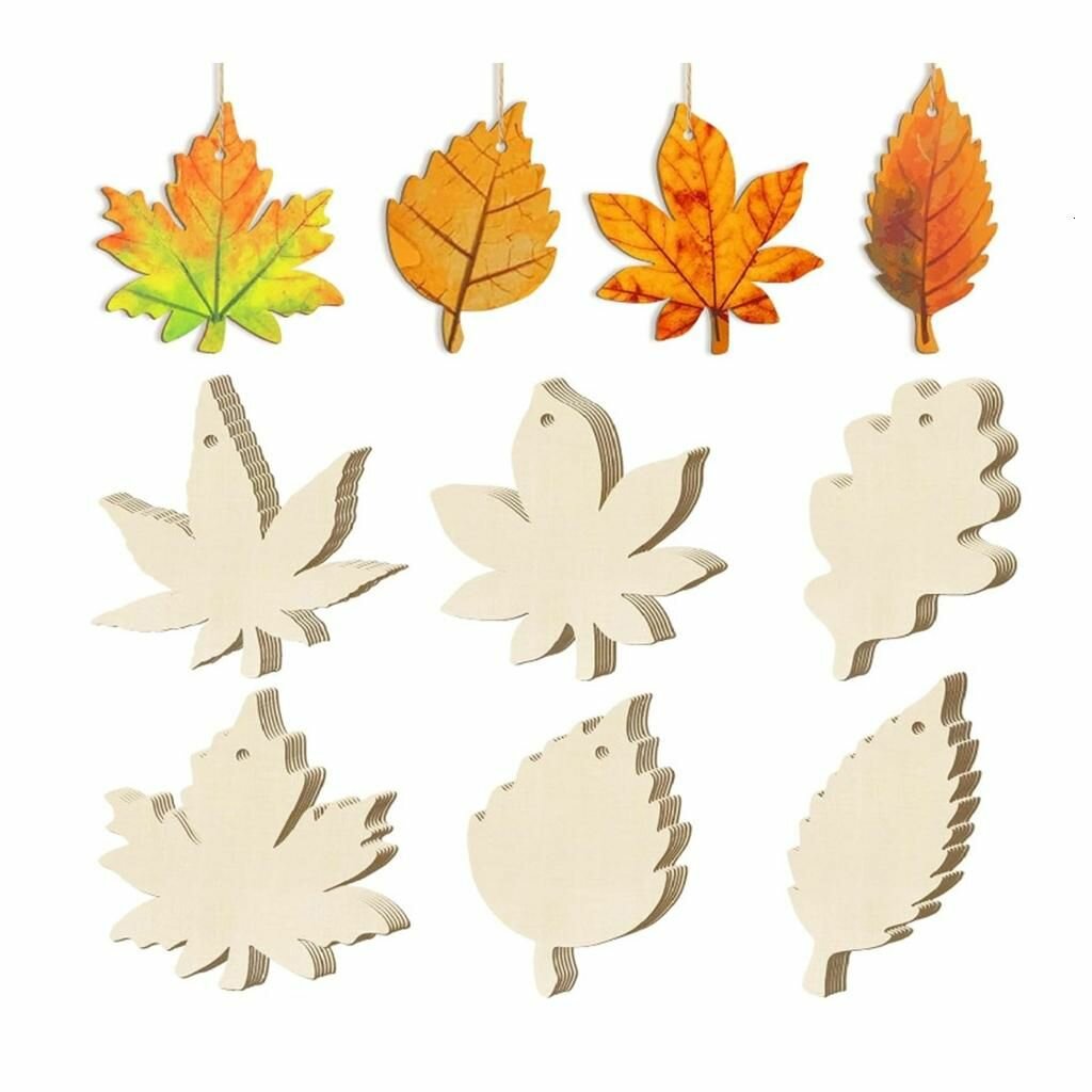 Набор деревянных украшений из кленовых листьев для Дня Благодарения