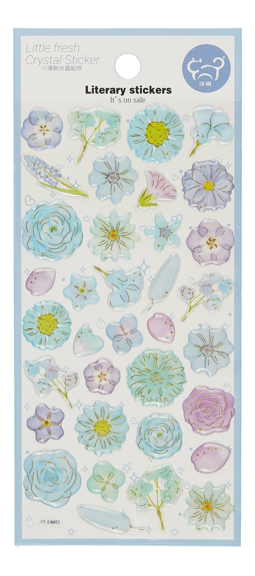 Наклейки Цветы (голубые), PVC