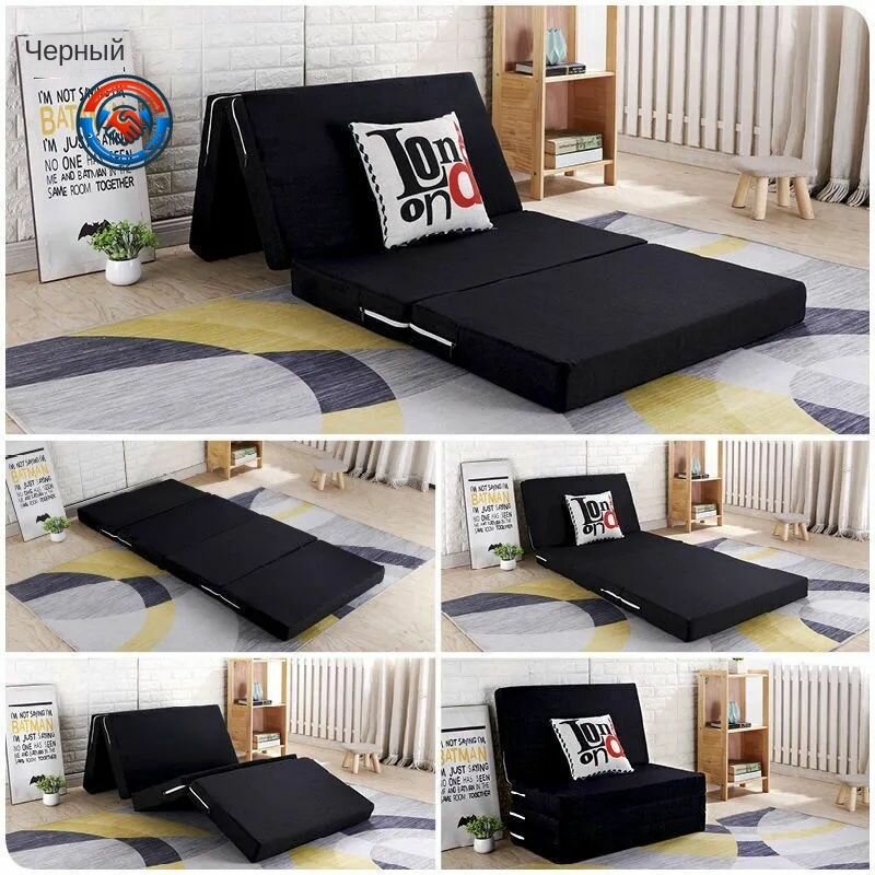 Складной матрас-трансформер, беспружинный 200x80x5 см, односпальный портативный матрас для гостей и путешествий с съёмным чехлом на молнии и функцией кресла или пуфа