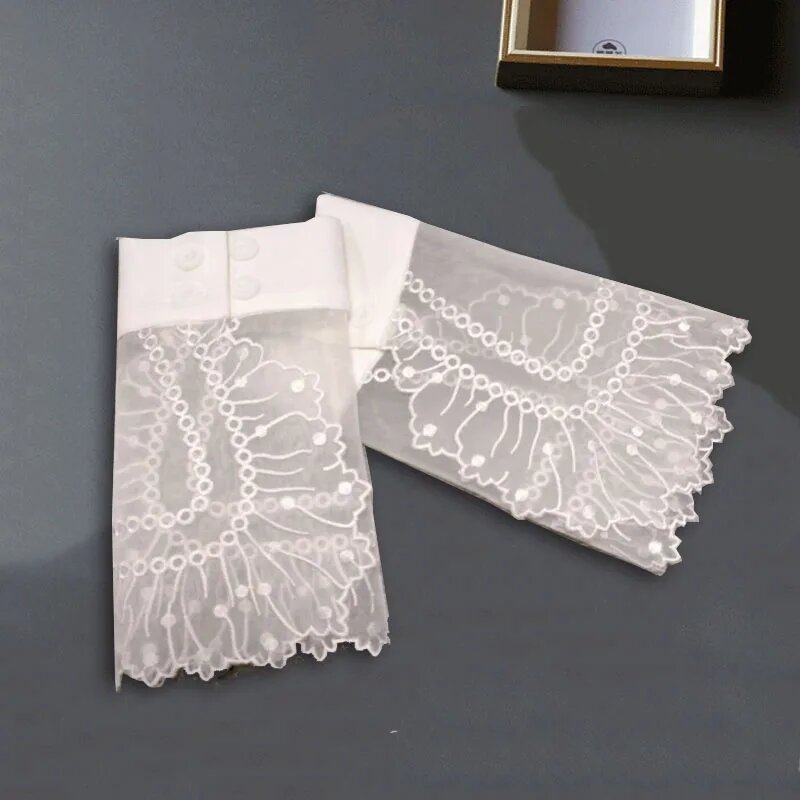 Съемные белые кружевные воротники из полиэстера Белый, Cuff White