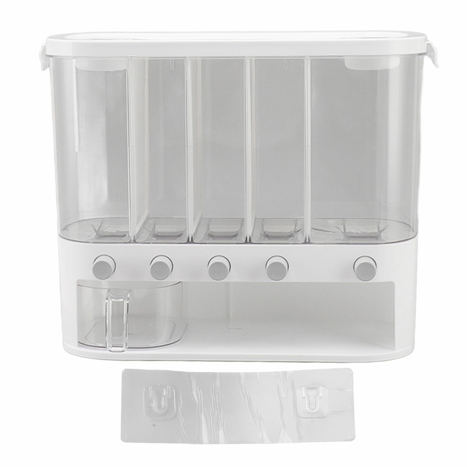 5-я секция Диспенсер для хранения зерновых культур с чашкой для крупов, сухих продуктов для кухни, 10кг, ПЭТ материал