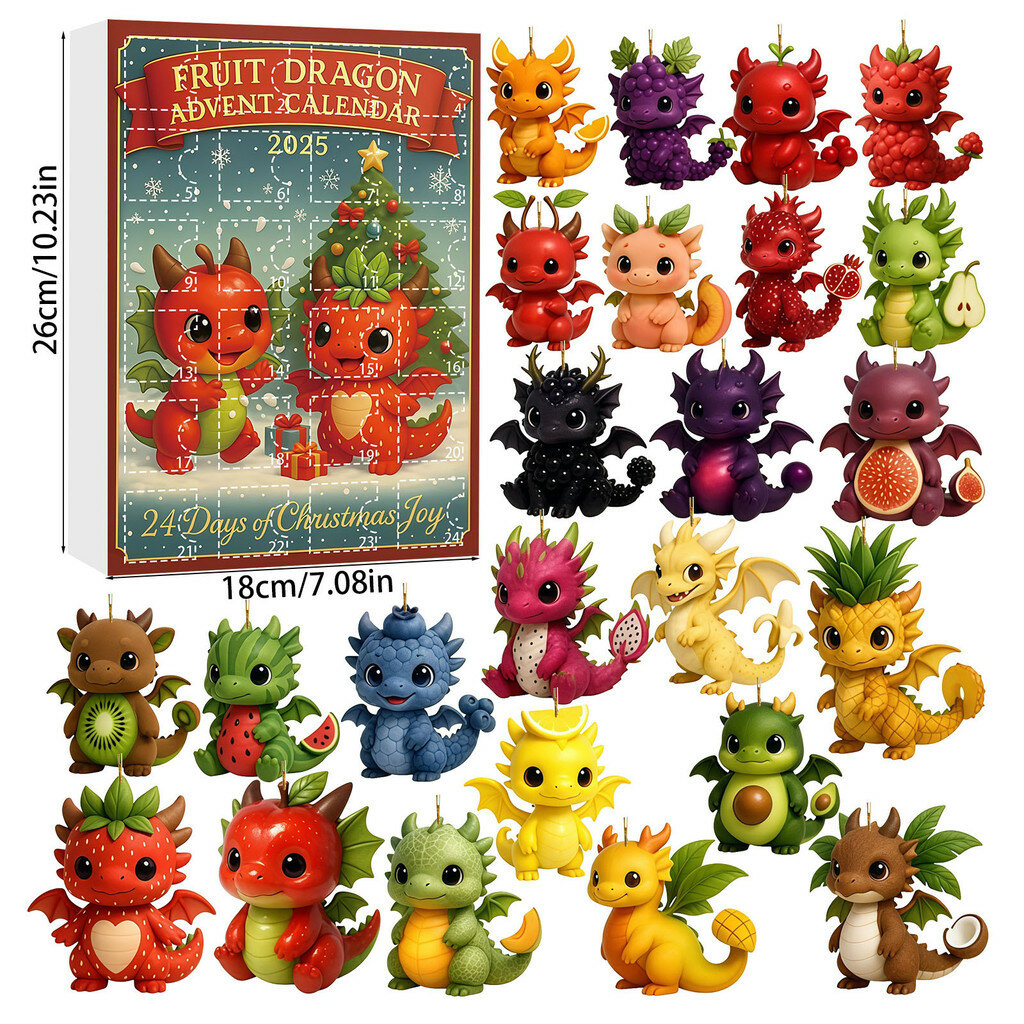 Милые фигурки животных из акрила для рождественской елки 24 штуки для праздников и подарков дракон фруктов
