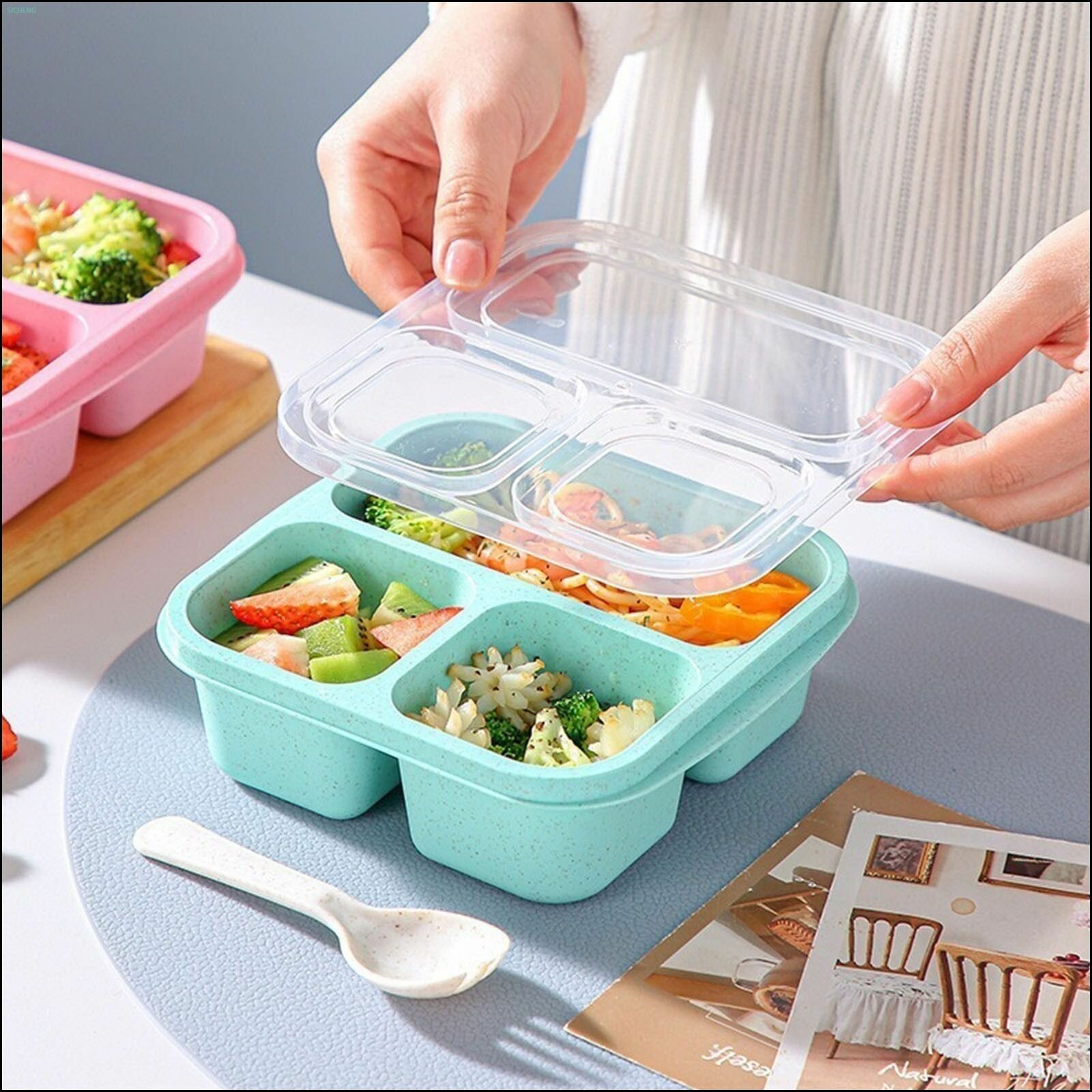 Bento ящик и закусочные контейнеры с 3 разделами для приготовления еды, повторно используемые контейнеры для обеда для школы и путешествий-YG-CJ0802