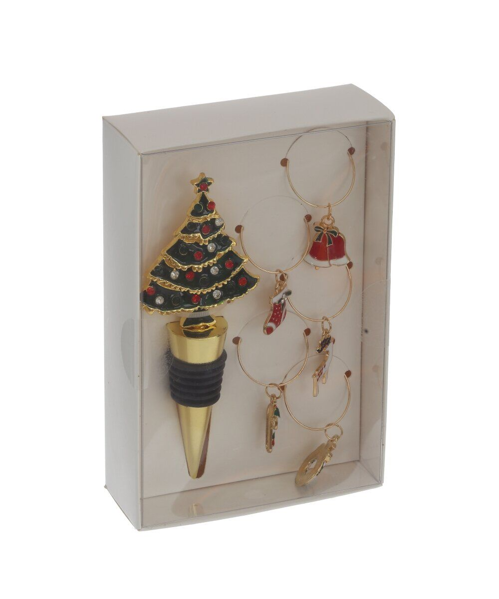 Набор: пробка для бутылки и декор для бокалов, L9 W3,5 H14 см