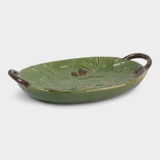 Блюдо Anna Lafarg Fir branch Шишки на еловой ветке 29х19 см, с ручками (ANLAF-DDC-310124-7)