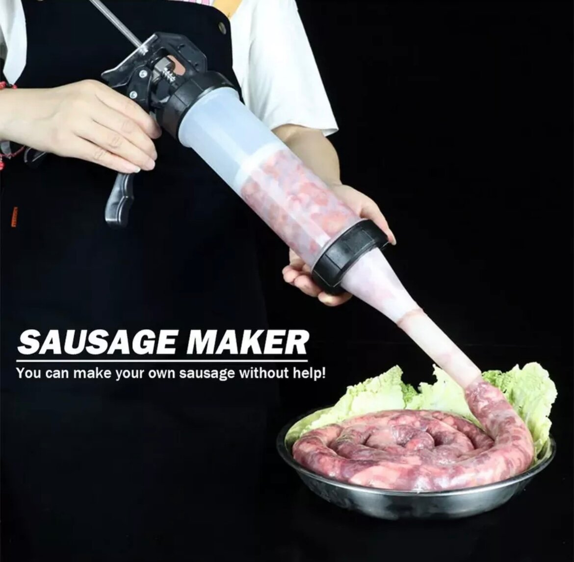 Колбасный шприц, для набивки мяса, кулинарный, нескользящая ручка, белый, 500 мл