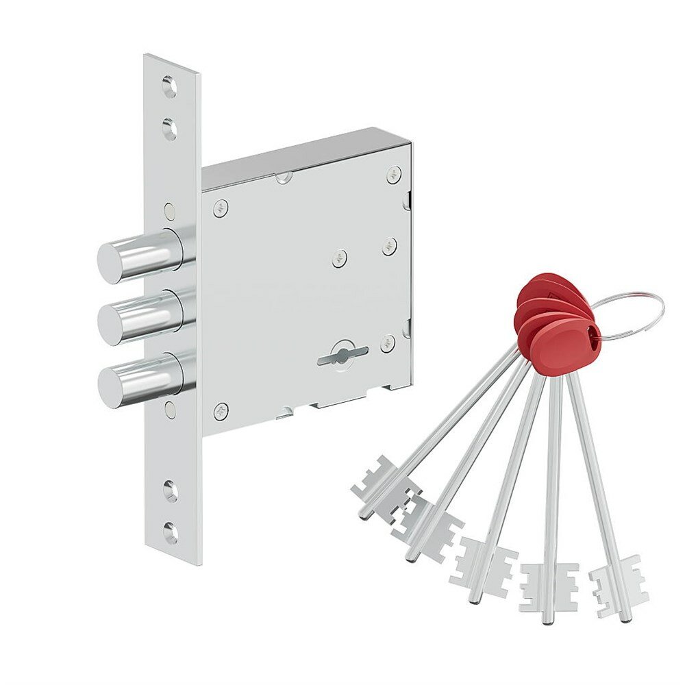 BRAVO Замок сувальдный Galeon 817 Chrome (4 класс, 5 ключей 73 мм)