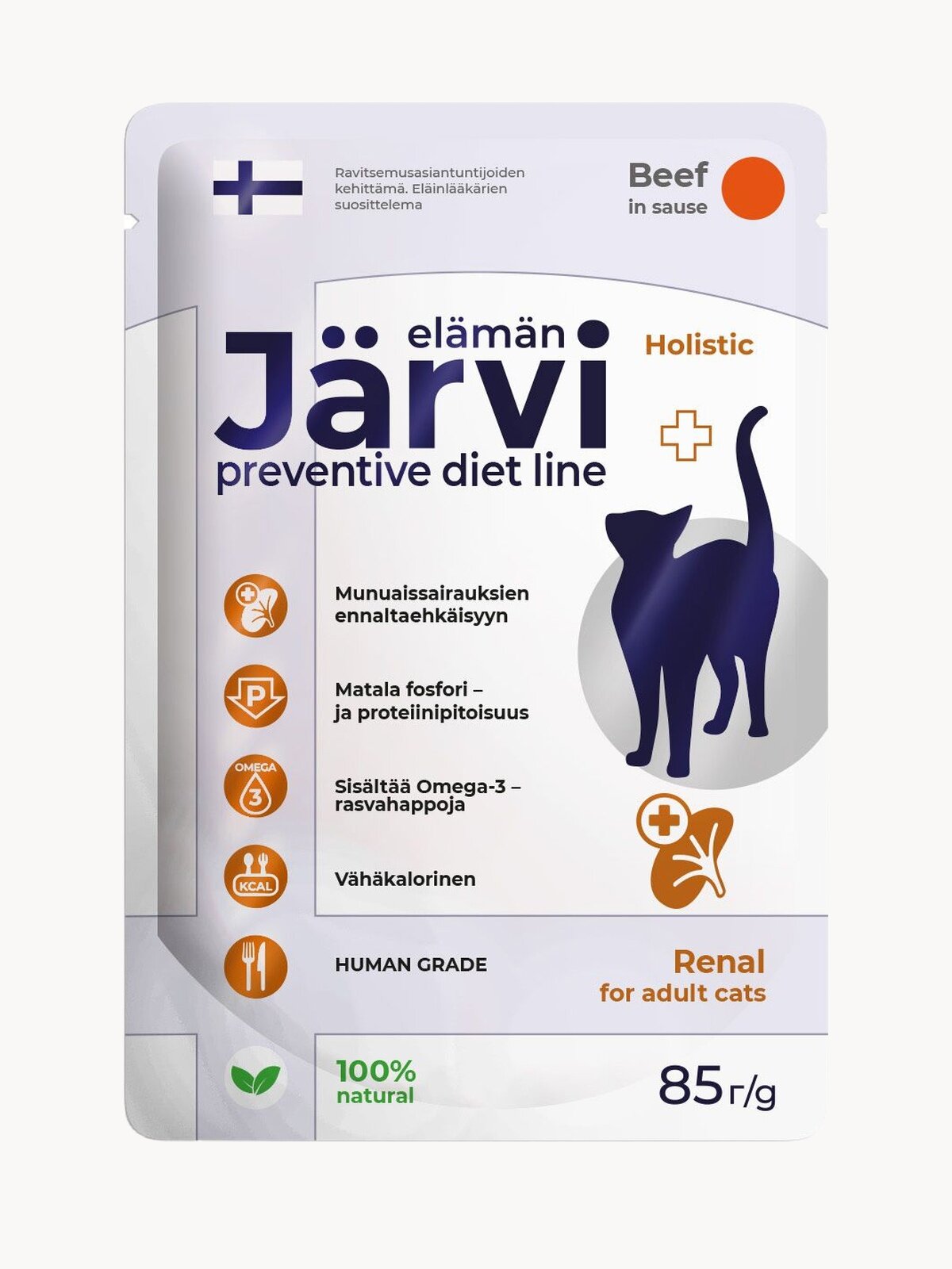 Влажный корм Jarvi Preventive diet line Renal для кошек для поддержания функции почек с говядиной (кусочки в соусе), 85 г х 12 шт.