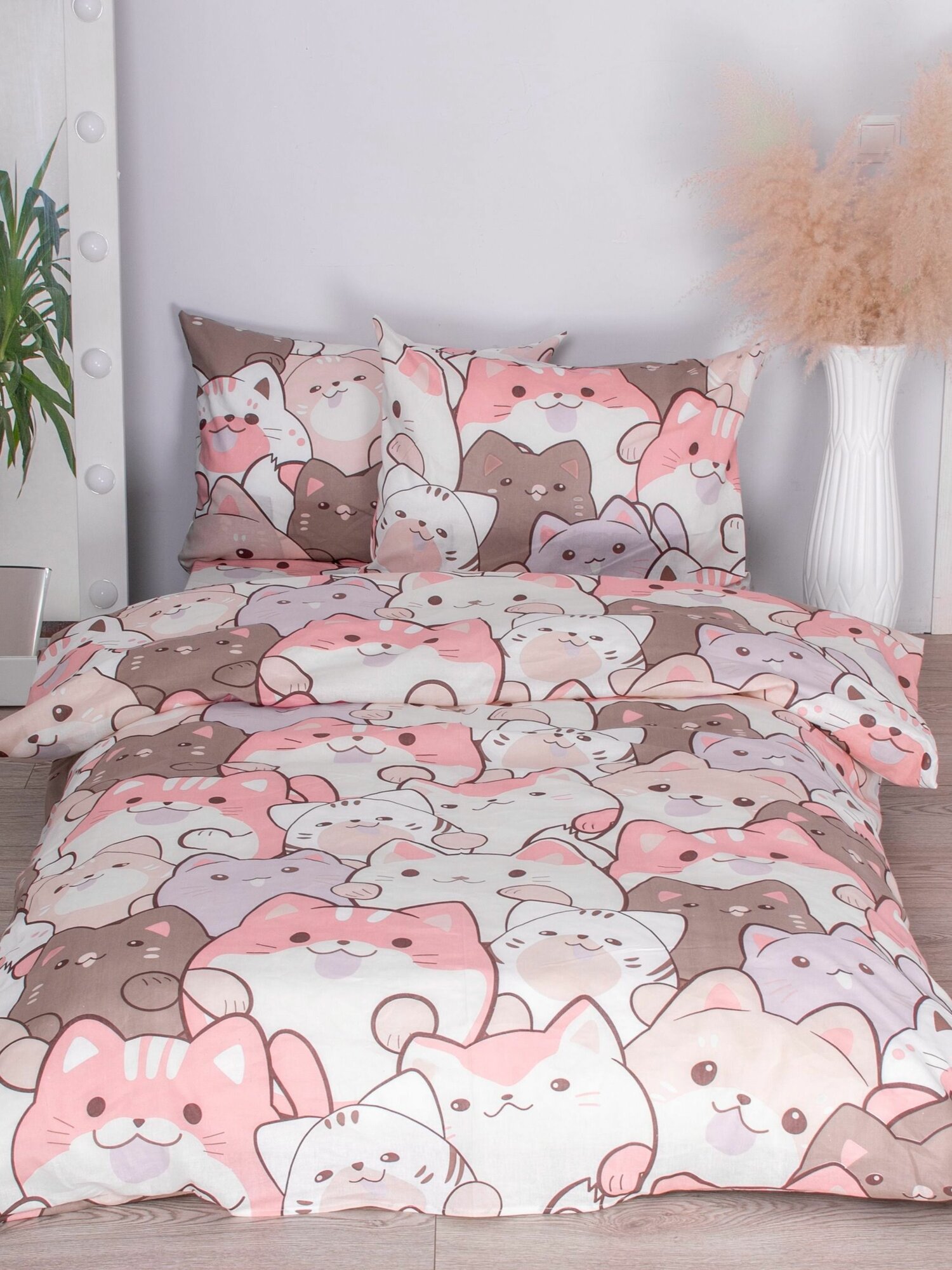 Комплект детского постельного белья Alice Textile: "Кисуня", 1.5-спальный, нав. 50х70-2шт, Бязь, Хлопок-100%