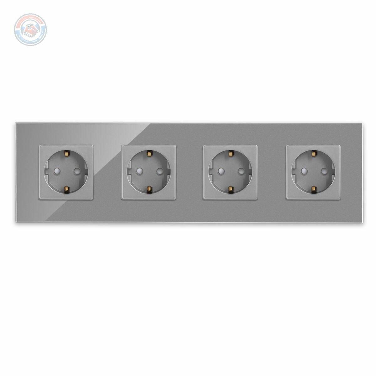 Стеклянная лицевая панель для розетки и выключателя с защитными шторками и заземлением стильное стекло для современного интерьера