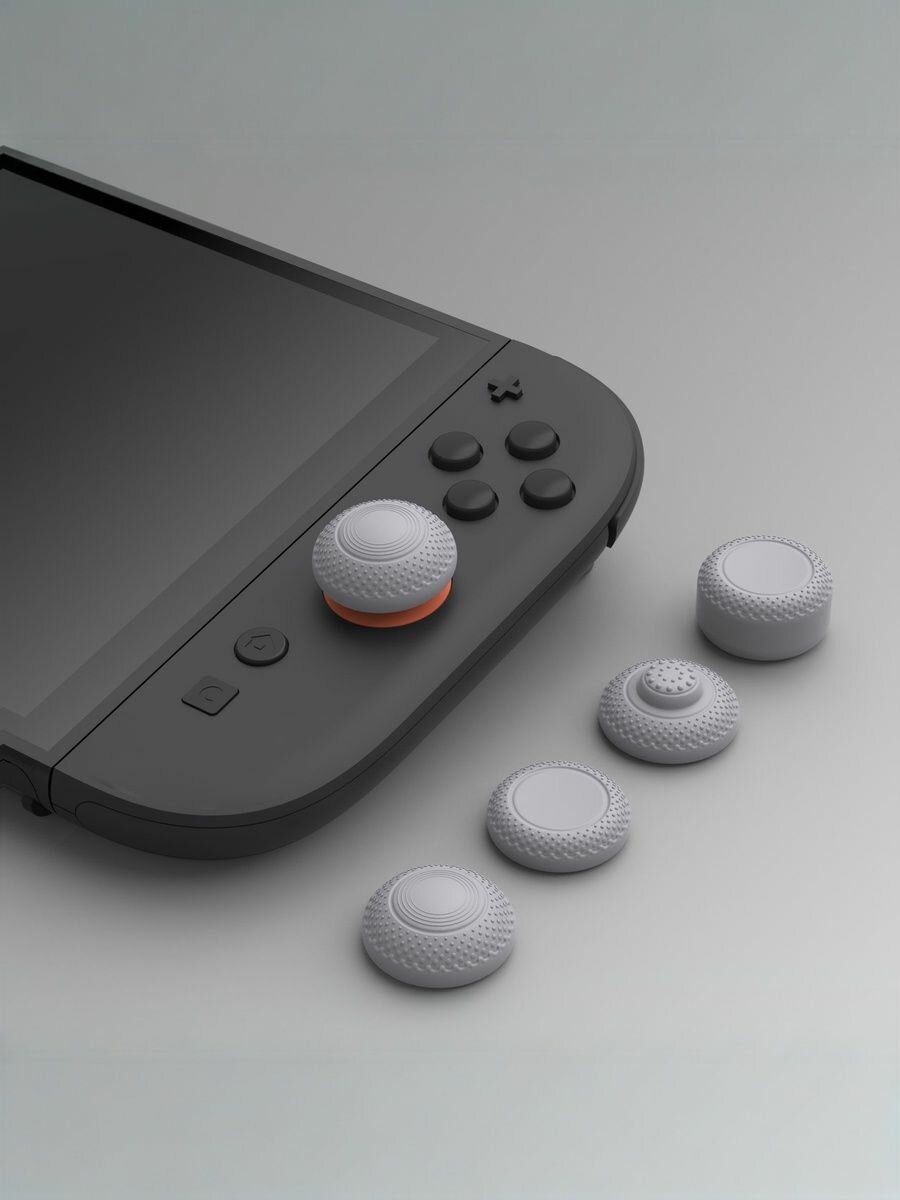 PlayVital Накладки На Стики 8-в-1 Для Nintendo Switch 2 Joycon 4 Высоты 5-10 мм Силиконовые Эргономичные Колпачки Для FPS/RPG, Серый