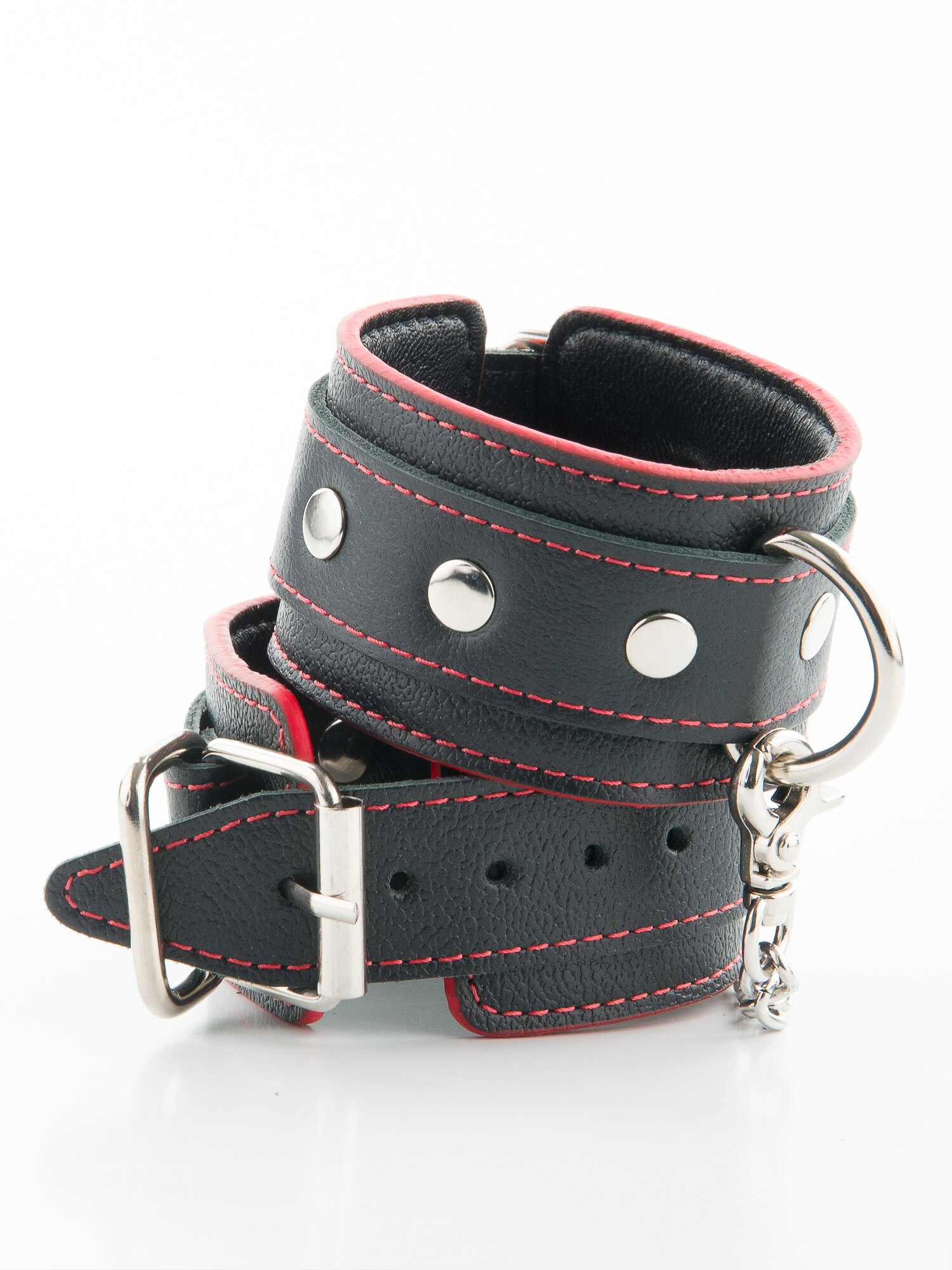 Наручники БДСМ "Natural Leather", натуральная кожа, с металлической сцепкой, чёрные, 012-010