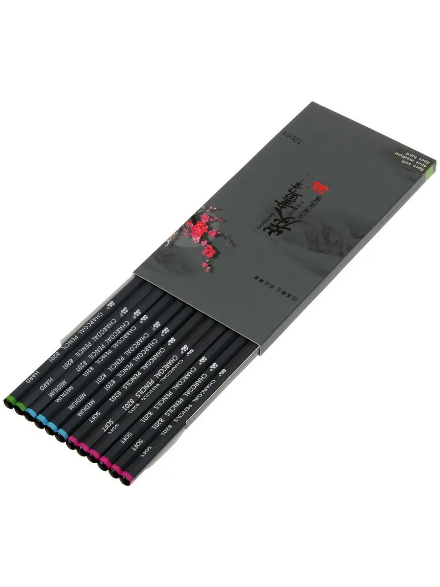 Карандаши угольные черные 12 штук