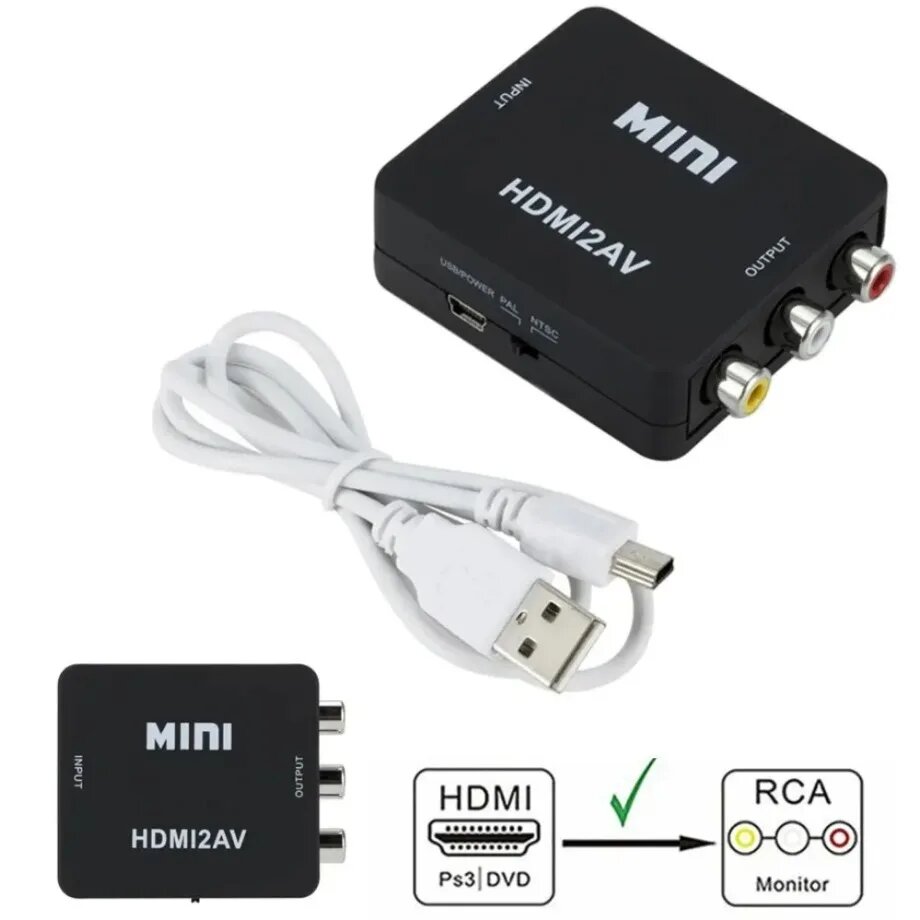 Конвертер HDMI в AV RCA PzzPss HDMI To AV-Black