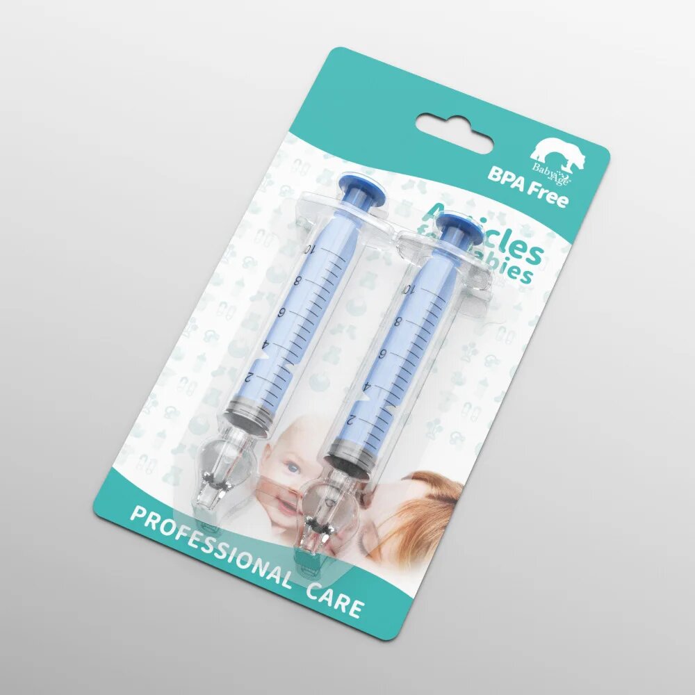 Силиконовый носовой аспиратор Baby Nose Clean Needle Tube, 2 шт. Blue