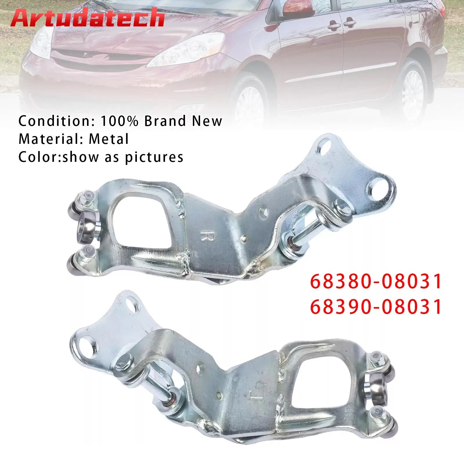 Artudatech левая и правая центральная раздвижная дверная петля и Rolle для Toyota Sienna 2004-2010, автомобильные аксессуары