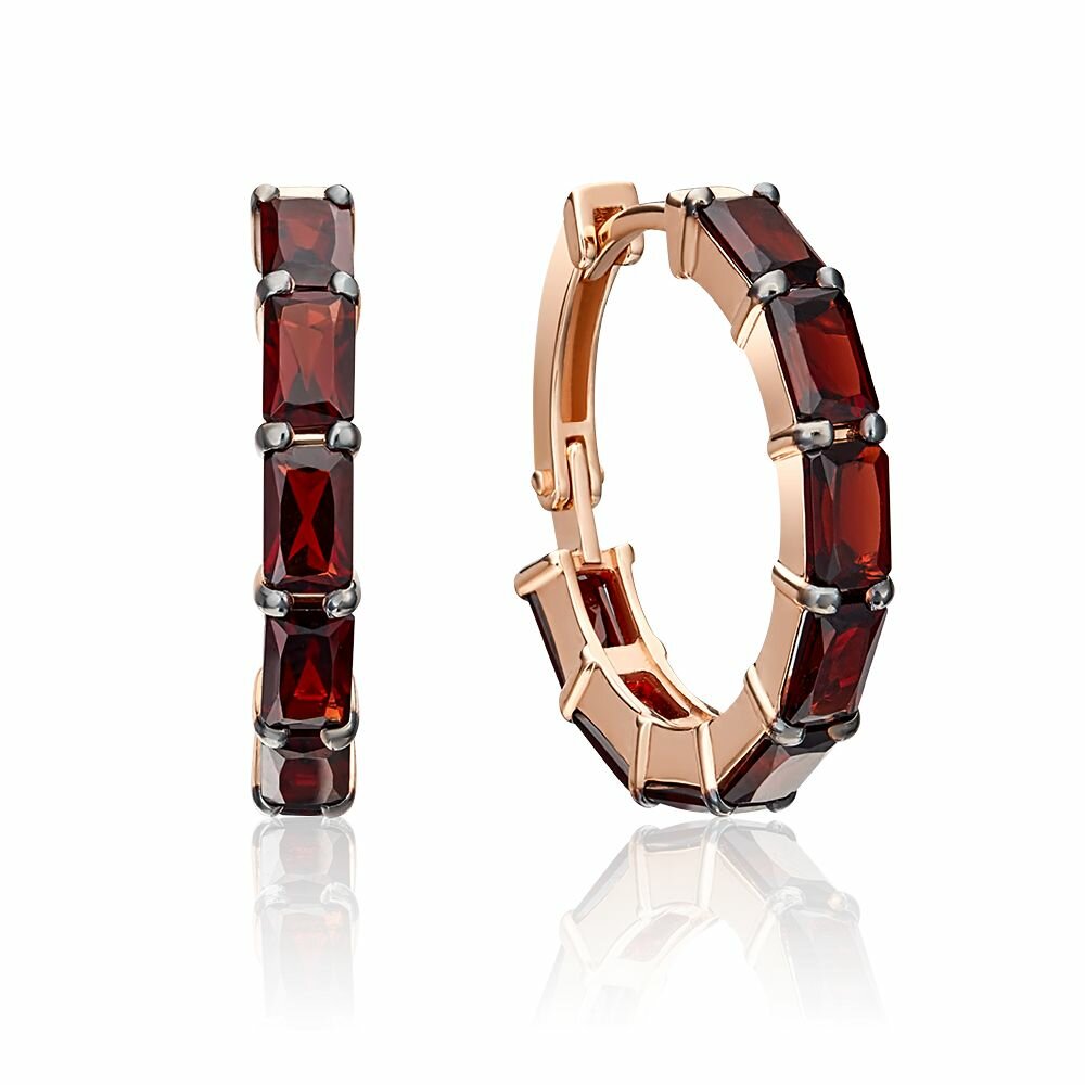 Серьги, красное золото, 585 проба, гранат