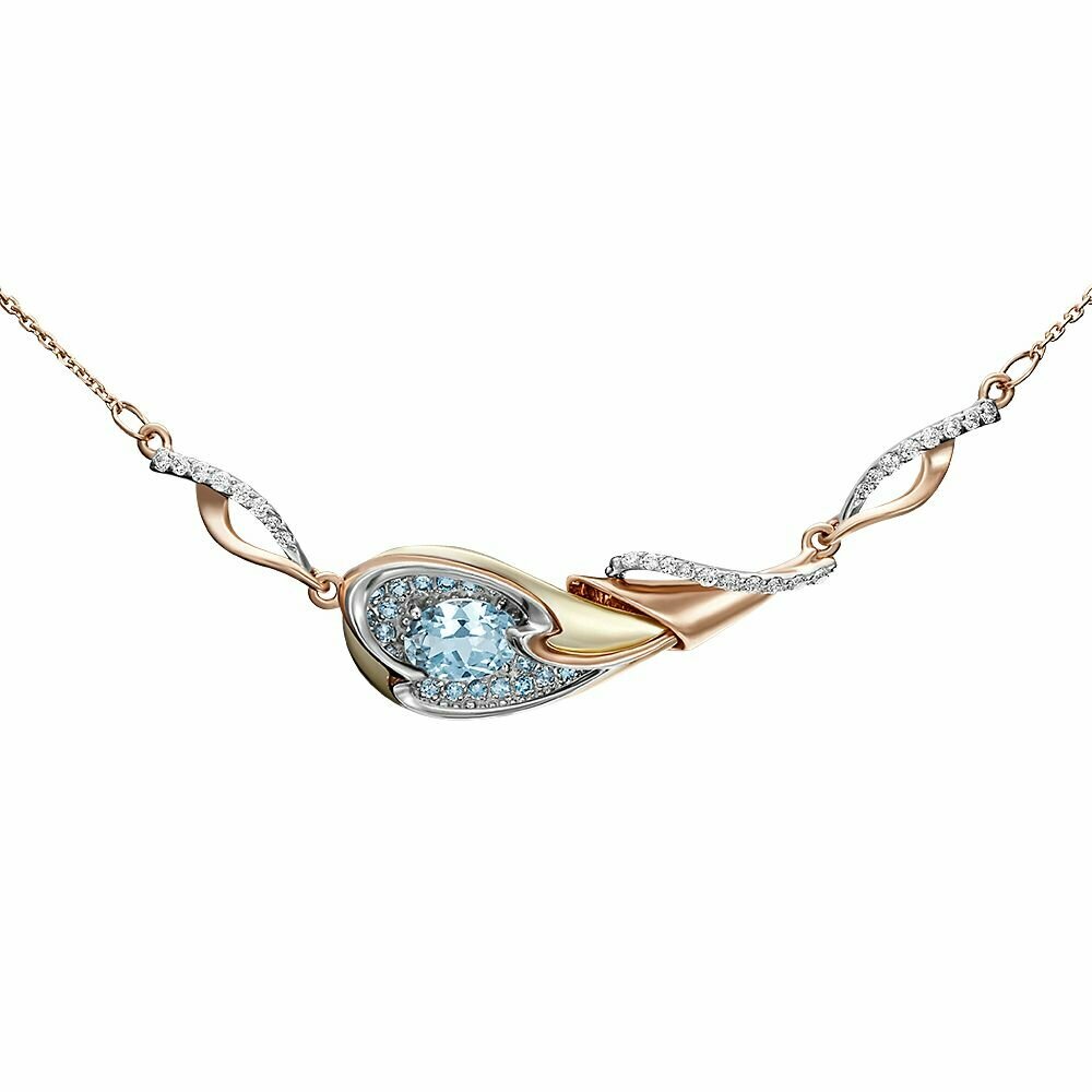 Колье, красное золото, 585 проба, топаз