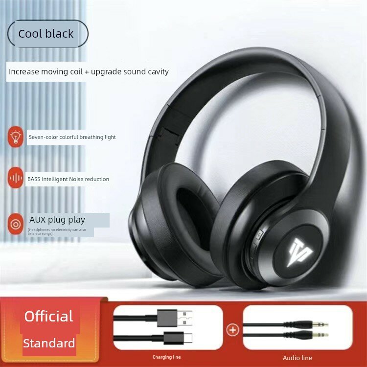 Bluetooth наушники с функцией шумоподавления, модель BH10, светящийся черный цвет, длительное время работы, встроенный