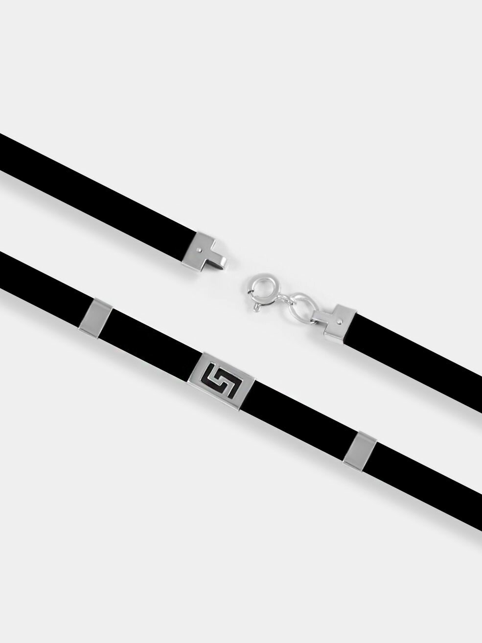 Браслет, серебро, 925 проба, каучук