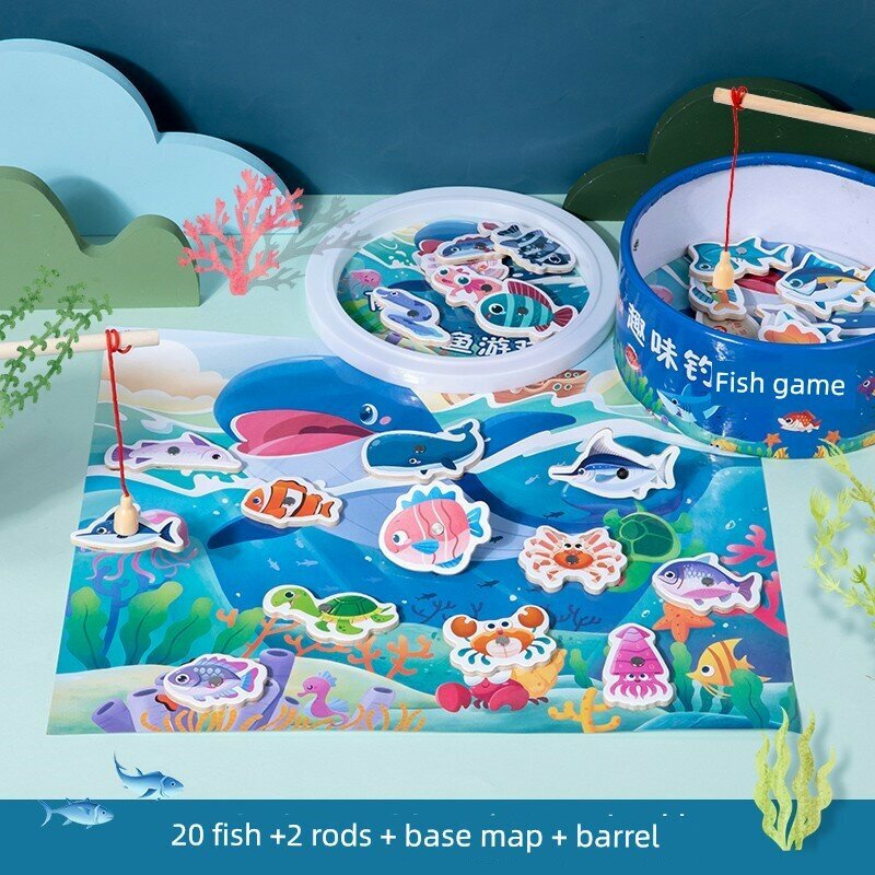 Деревянная магнитная игрушка-головоломка для рыбалки для детей от 0.05-0.1kg до 1,5 лет, игрушки для раннего развития