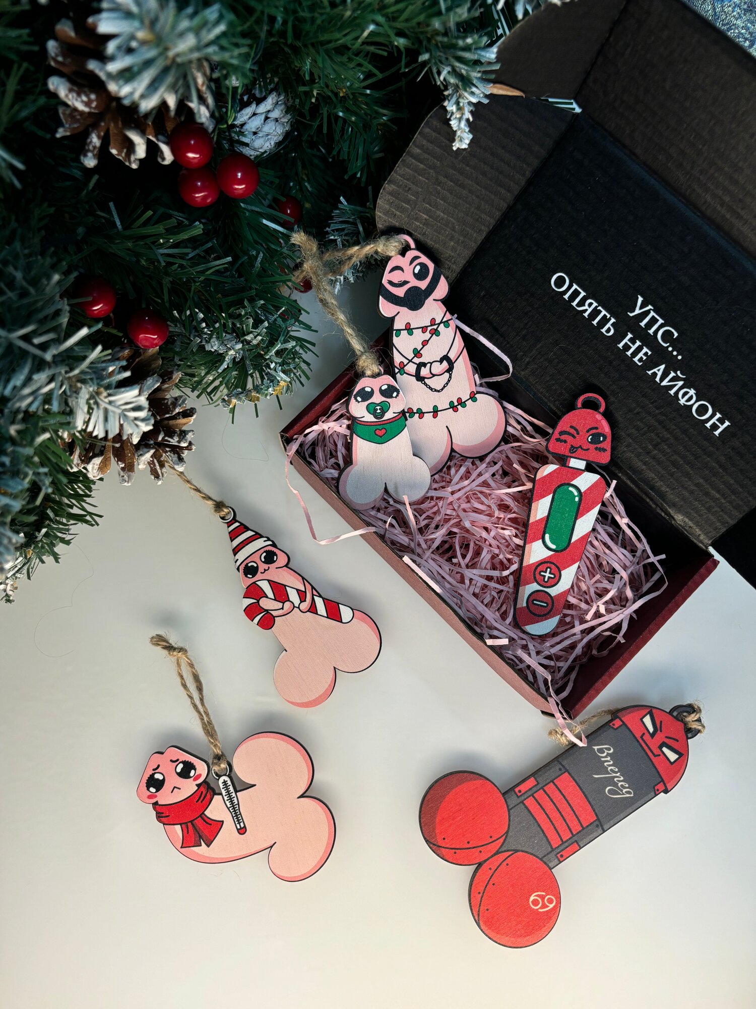 Елочные украшения 18+ на ёлку, елочные игрушки в виде членов