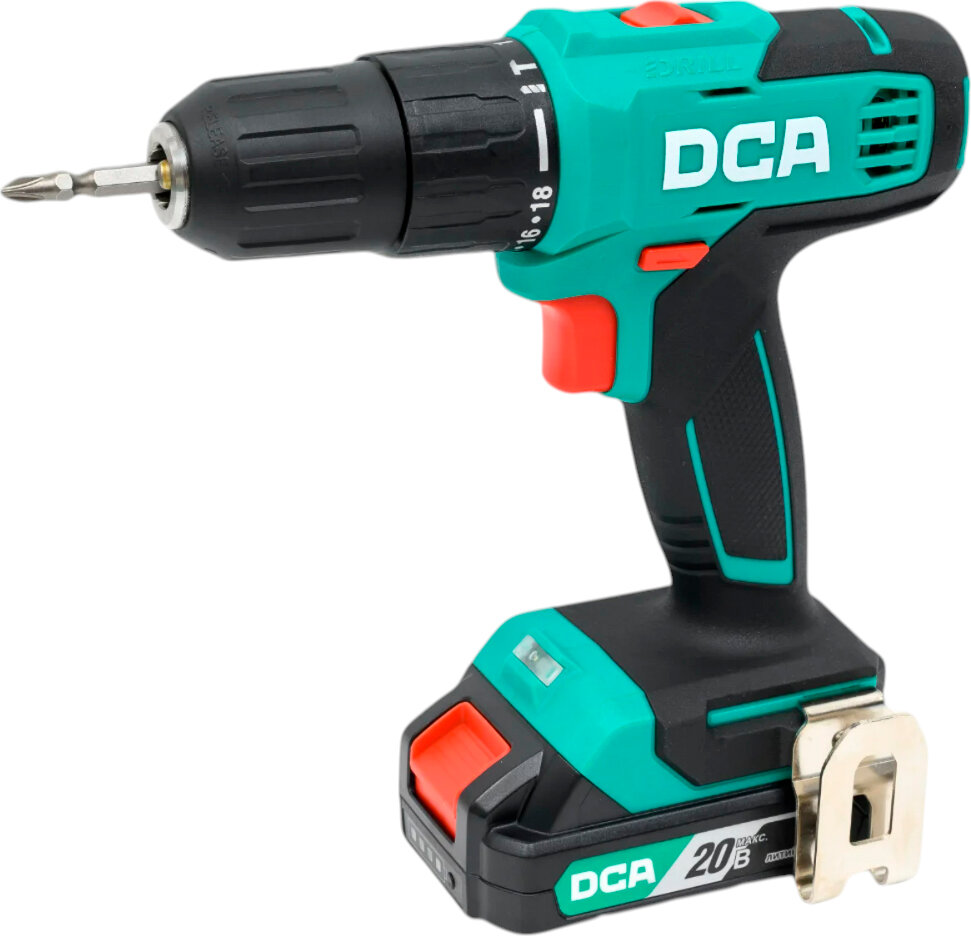 Ударная аккумуляторная дрель-шуруповерт DCA ADJZ2035i13 (Type ADM) черно-зеленый