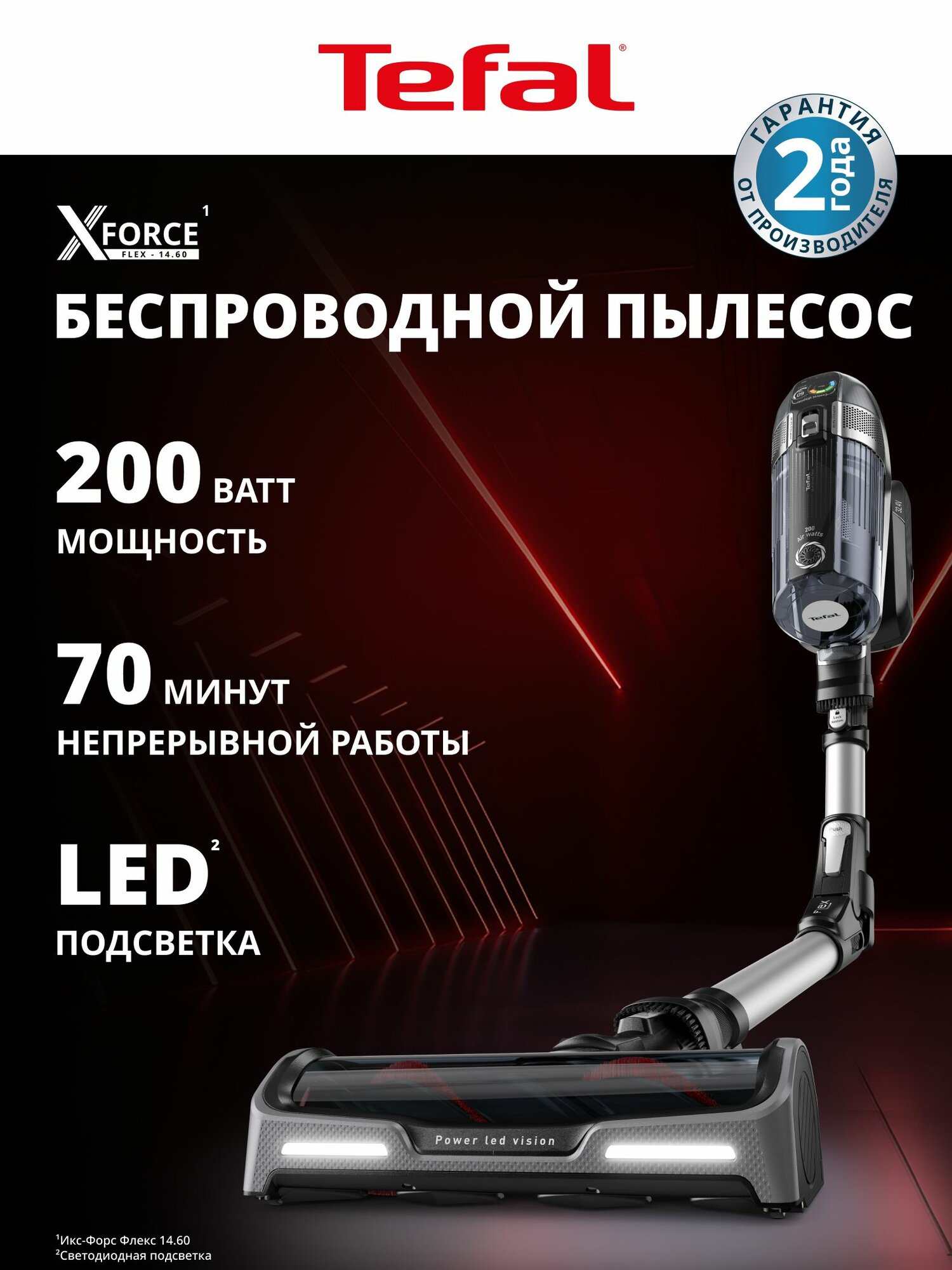 Пылесос вертикальный беспроводной Tefal X-Force Flex 14.60 Animal Care TY99A8WO с автоматической регулировкой мощности и 6 насадками, черный