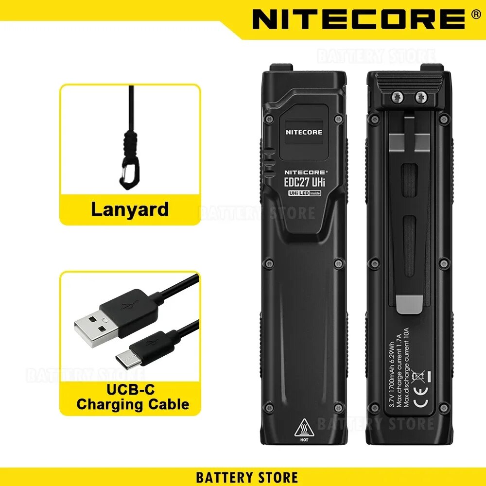 Фонарик NITECORE EDC27 UHi 3100 люмен USB-C перезаряжаемый тактический с OLED водонепроницаемый переносной