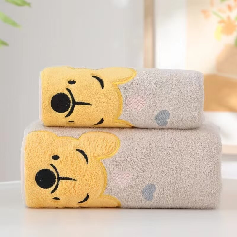 Детское банное полотенце Miniso из кораллового флиса, украшенное вышивкой Винни-Пуха, быстросохнущее (маленькое полотенце для лица)