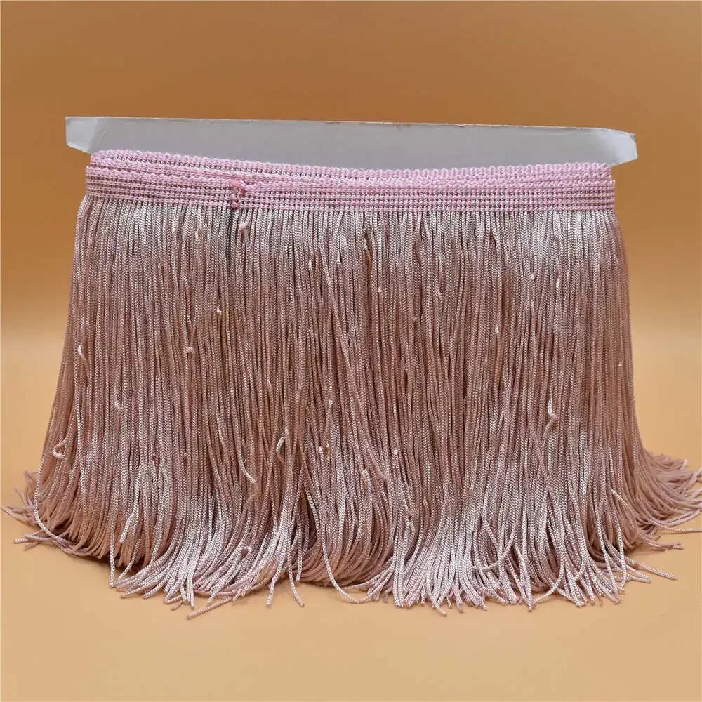 Бахрома WyFeay 10 метров золотая 15 см Розовый, Pale pinkish gray