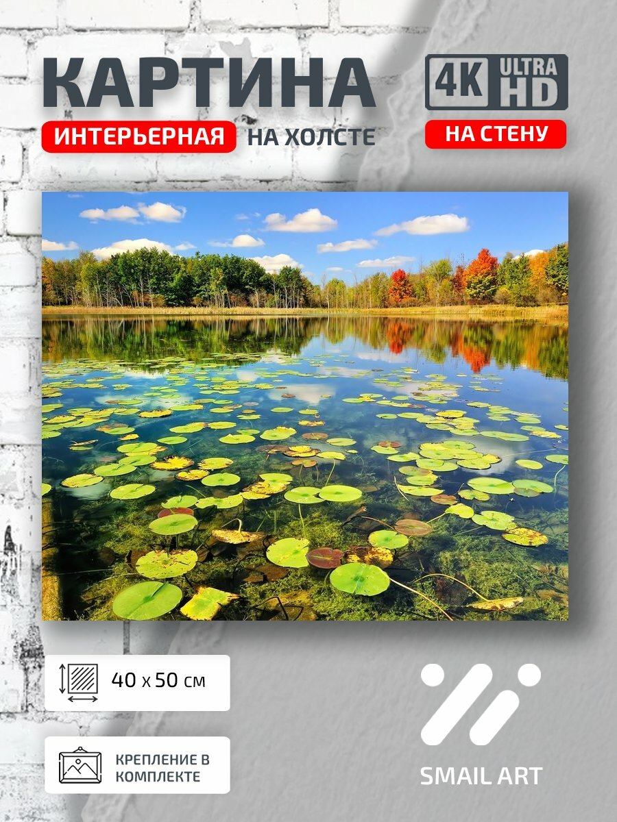 Картина на холсте интерьерная 40 на 50 на стену Озеро lake для офиса пейзаж интерьер декор