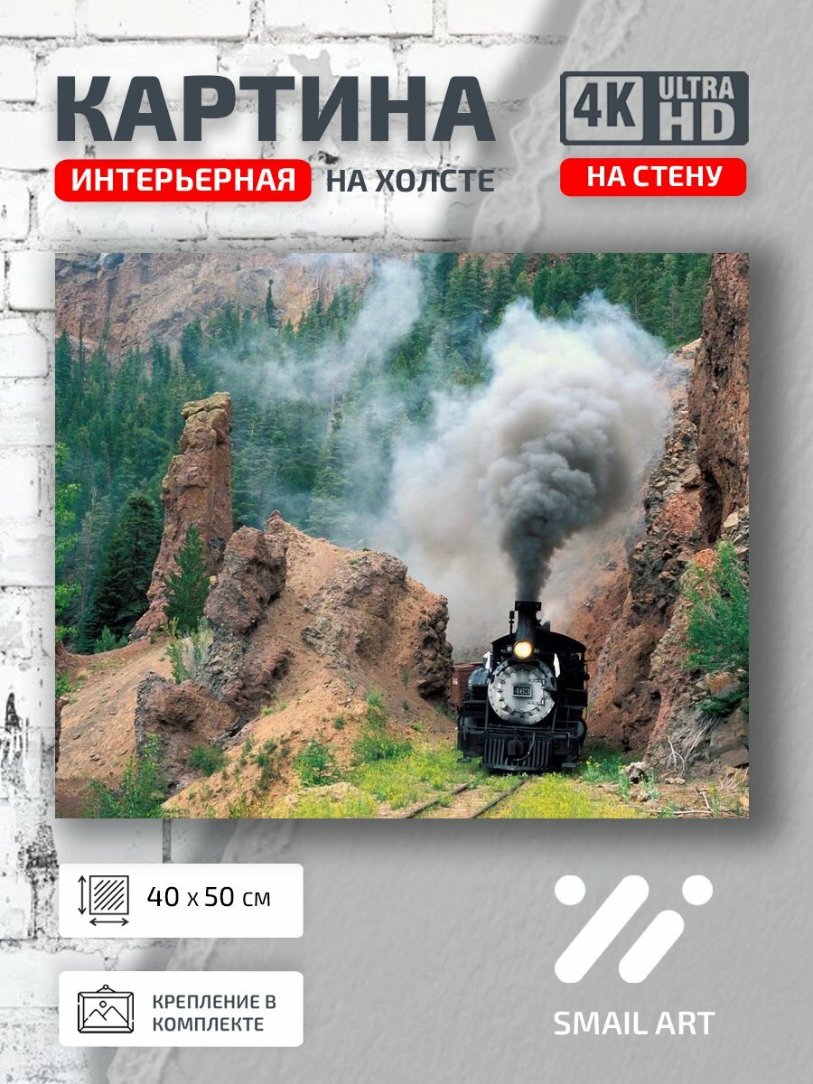 Картина на холсте интерьерная 40 на 50 на стену Паровоз Mood для спальни атмосфера интерьер