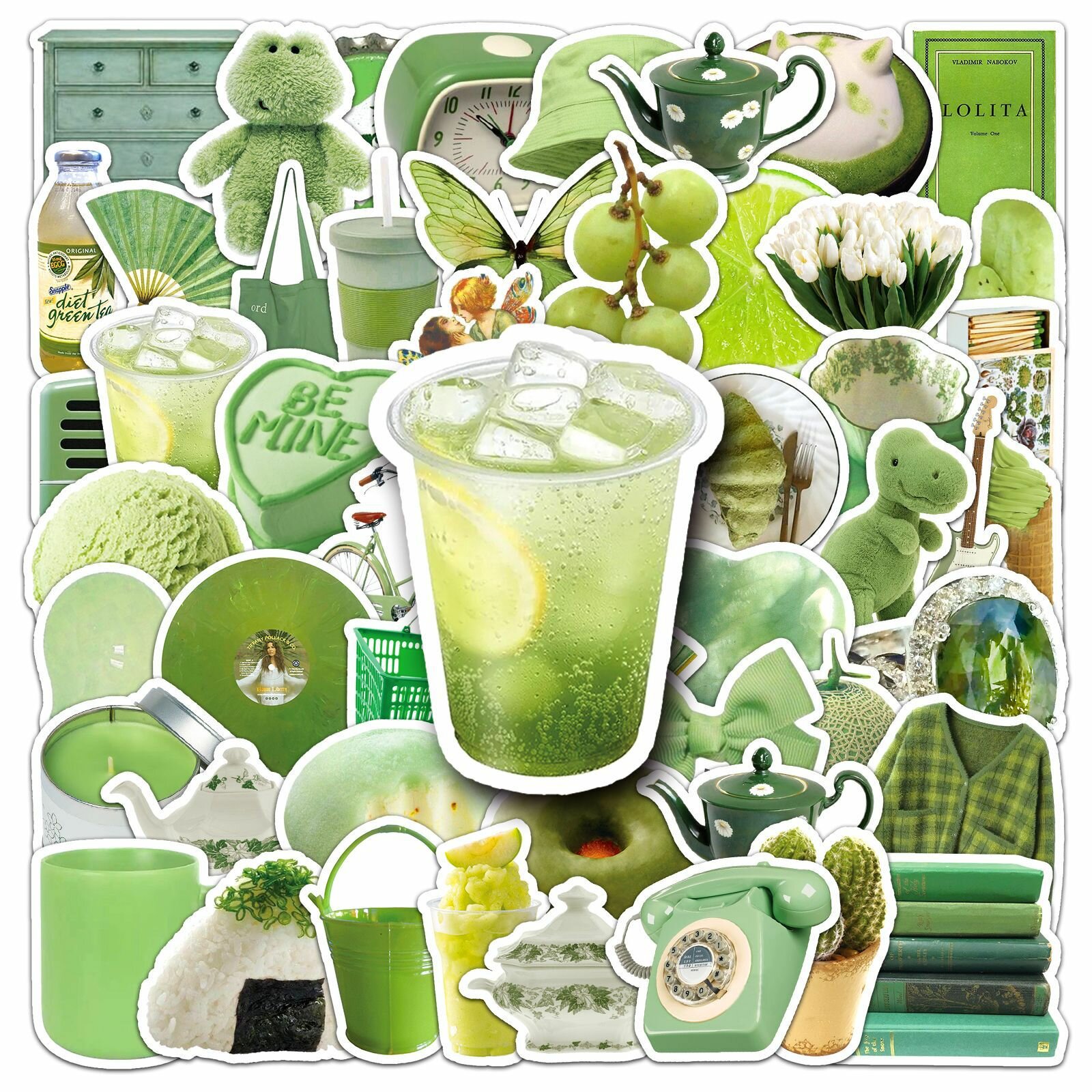 50 шт./упак. Наклейки Зеленый стиль Виниловые водонепроницаемые граффити наклейки для ноутбука, багажа, скейтборда, подростков