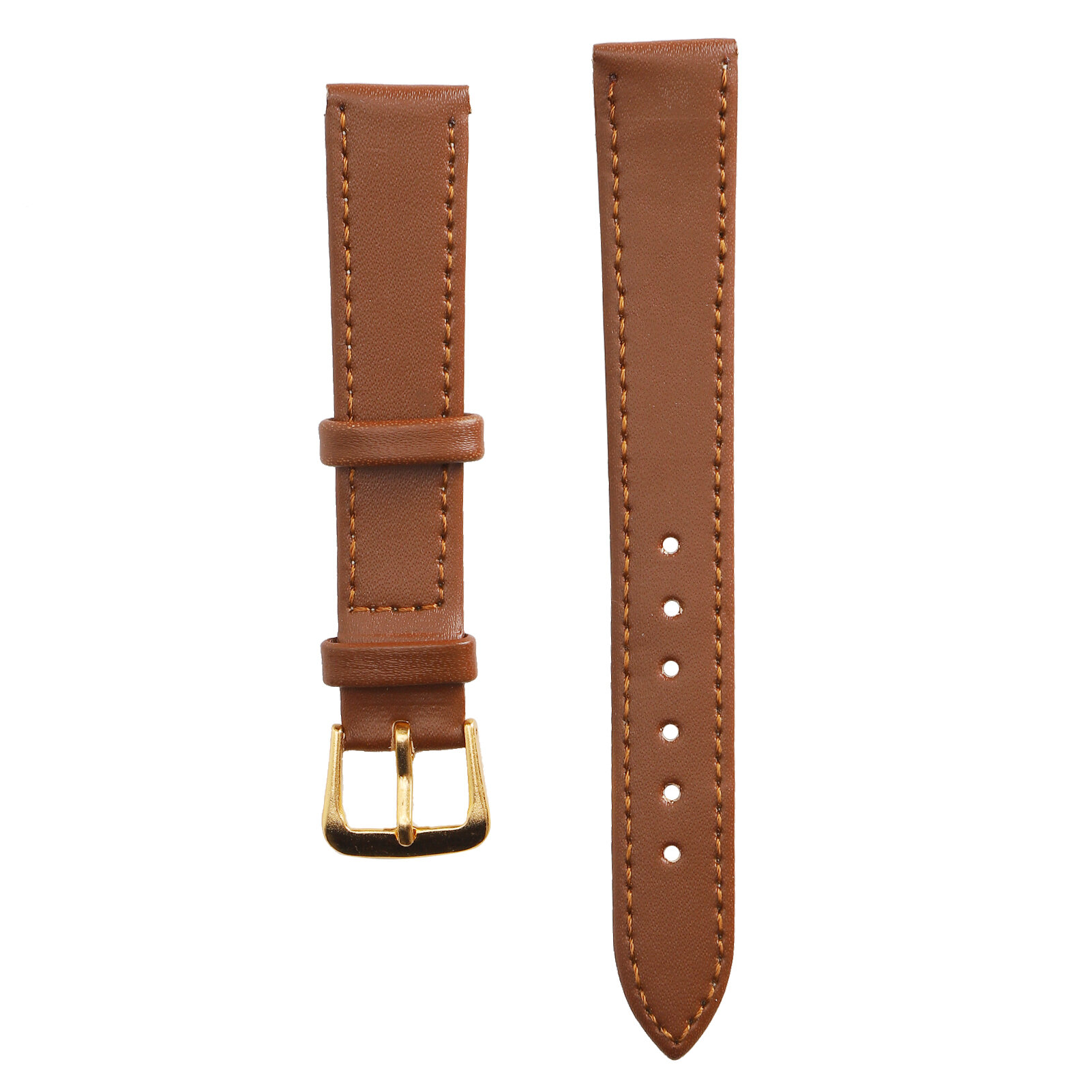 Unisex Universal Pin Buckle Watch Band PU Leather Replacement Strap Accessory Brown16mm / 0.63in