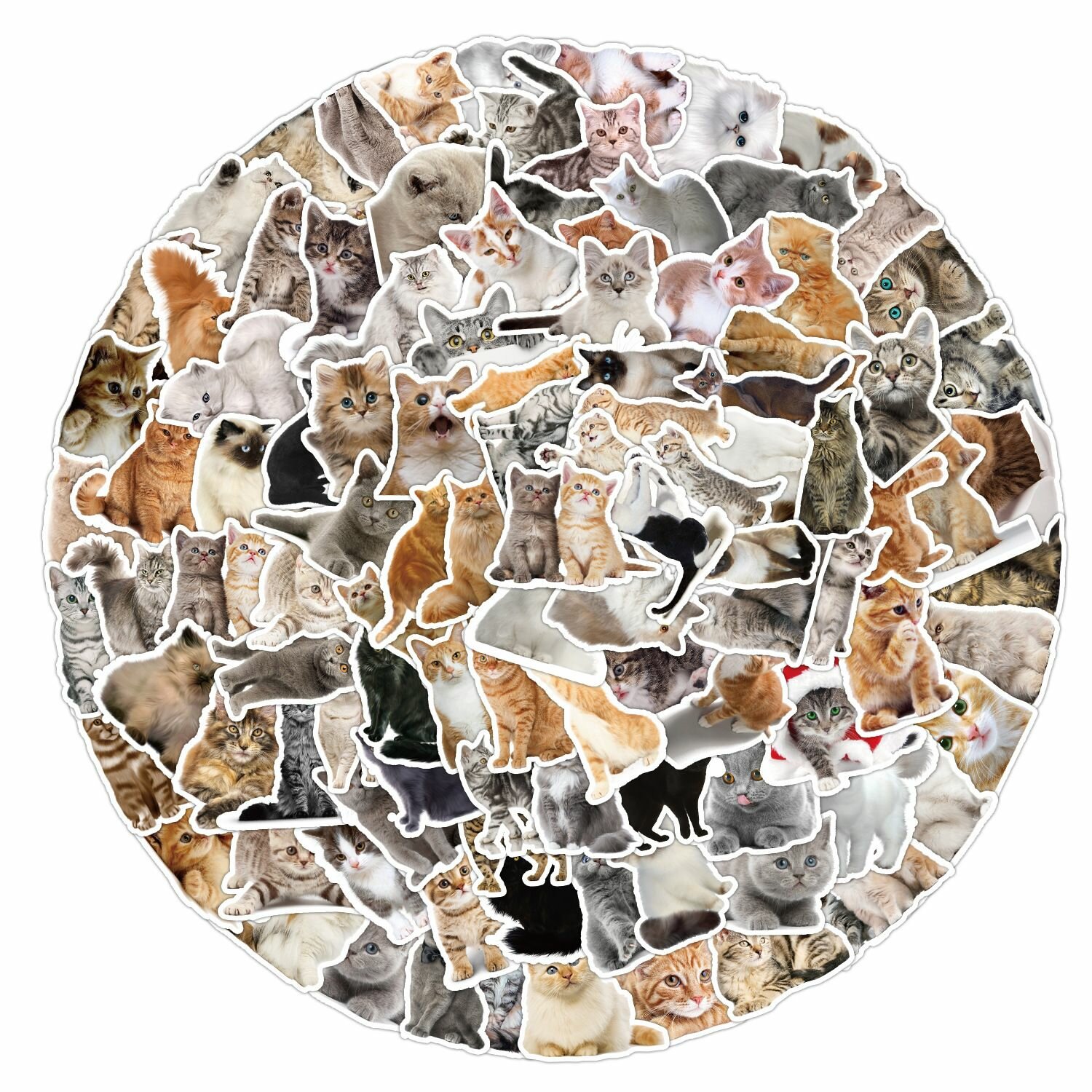 100 креативных рукодельных наклеек для украшения серии с милыми изображениями котят, изготовленных из материала ПВХ