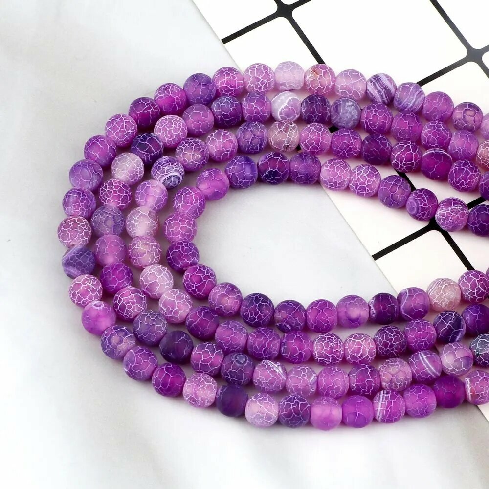 Агат морозный с трещинками 10мм, 38 шт, натуральный камень, для рукоделия, для творчества, для украшений