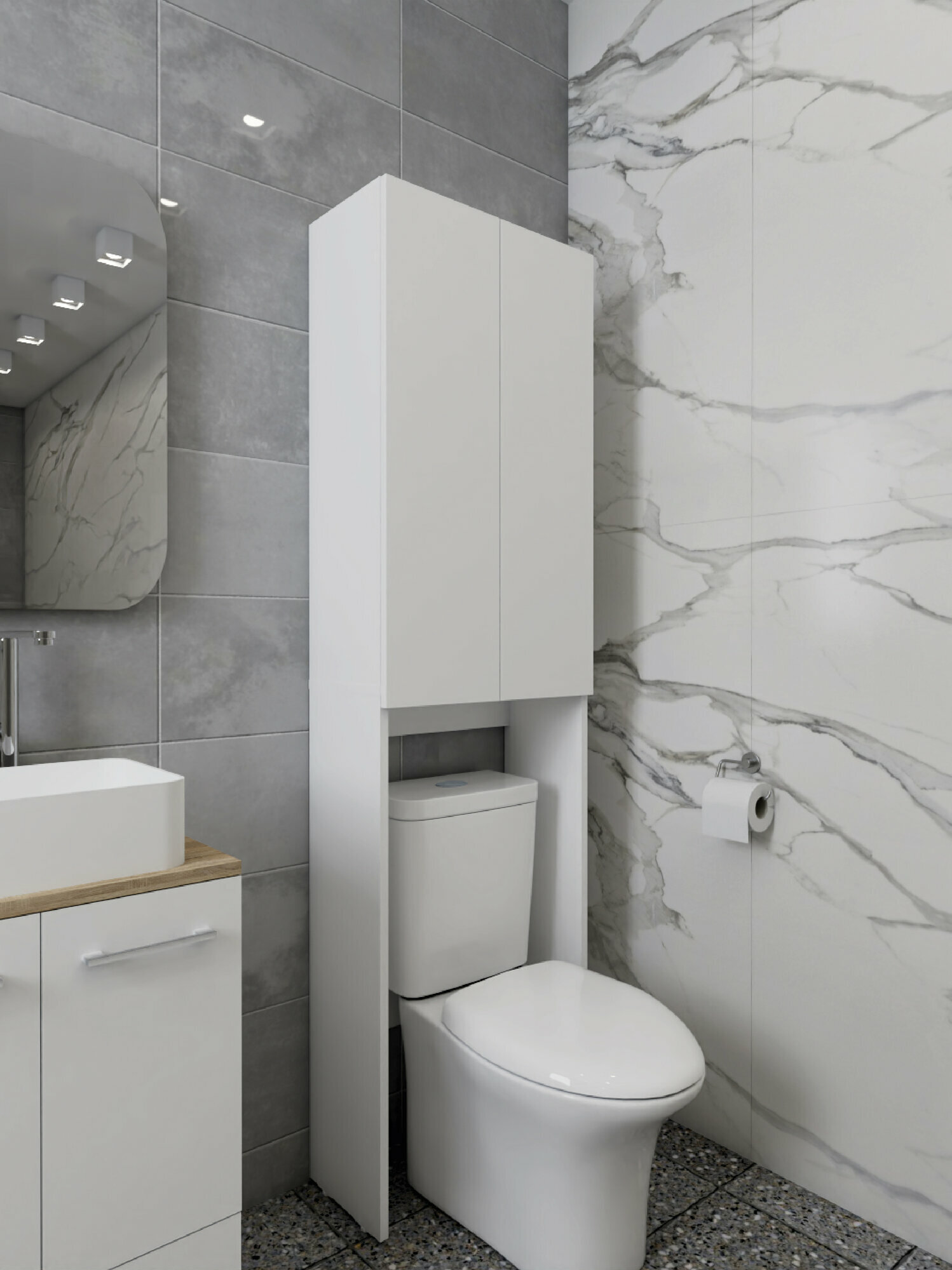 Шкаф-пенал над унитазом Белый