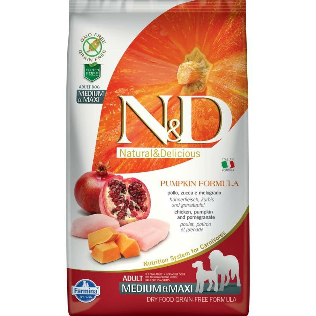 Farmina ND Pumpkin Dog Grain Free Chicken Medium Maxi сухой беззерн корм для собак средних/крупных, с курицей 2,5 кг
