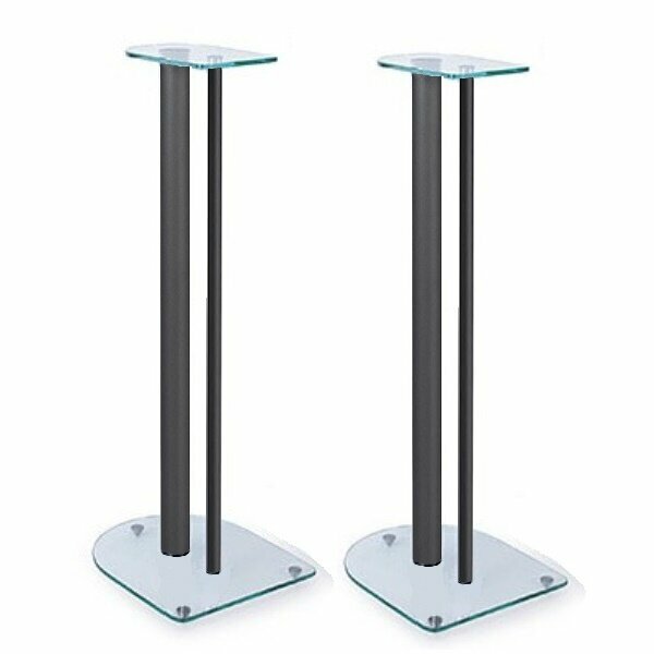 Стойки под акустику Металлдизайн (Metaldesign) MD 203-900 прозрачное стекло-черные опоры