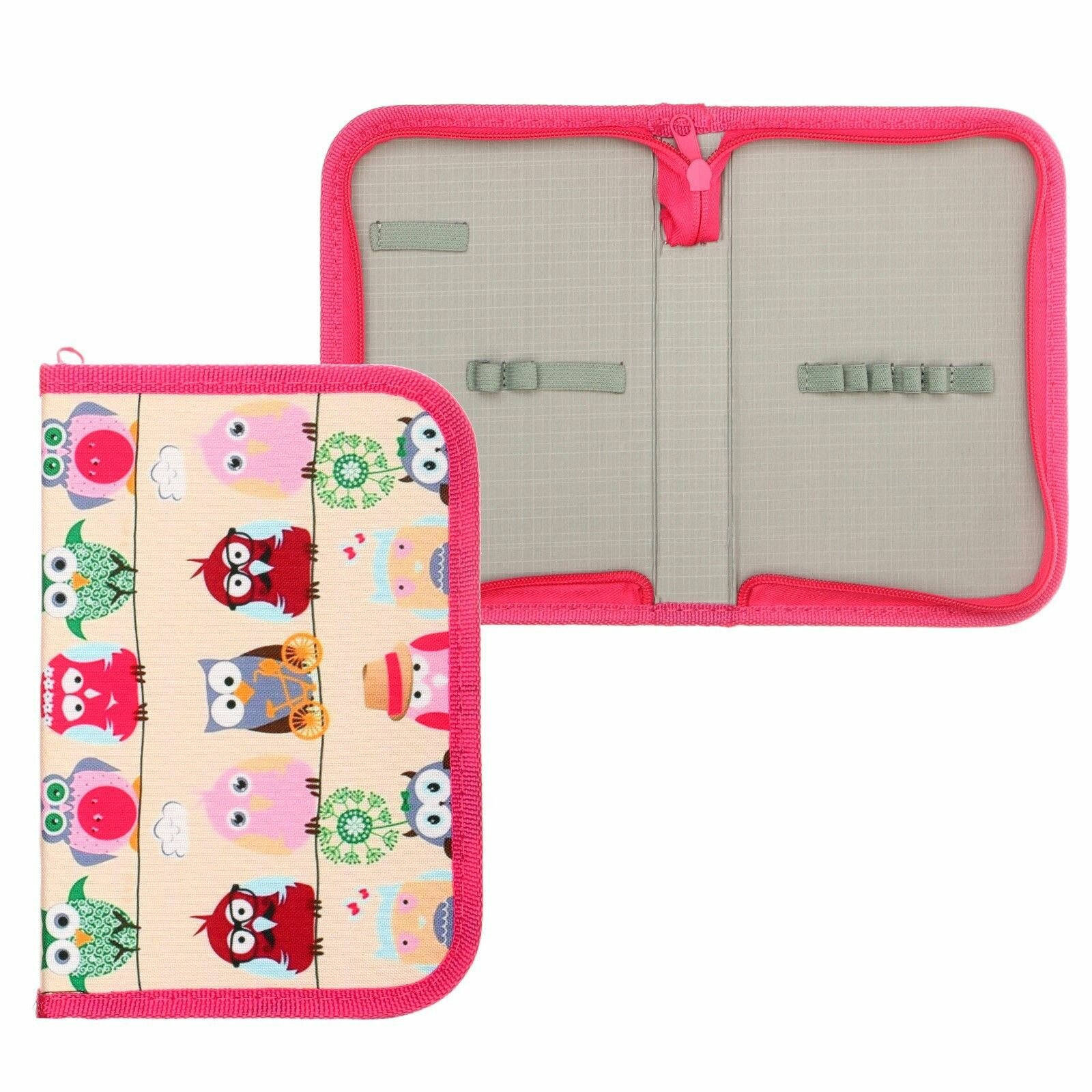 Пенал школьный твердый на молнии, 1 секция, 13 х 19,5 см, "Совы"